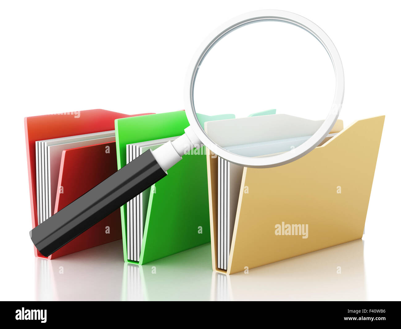 3d magnifying glass and computer files Stock Photo - Alamy