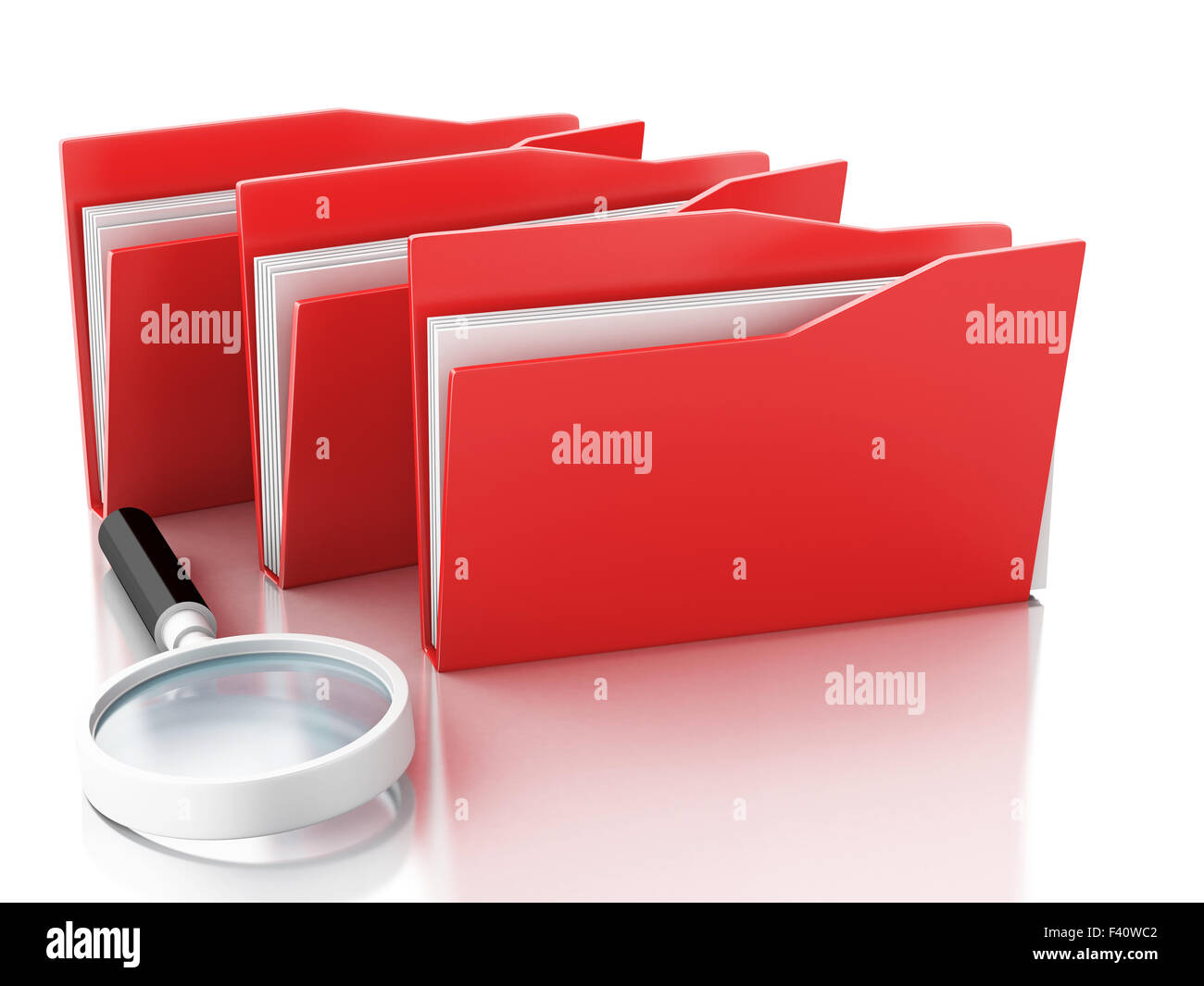 3d magnifying glass and computer files Stock Photo - Alamy