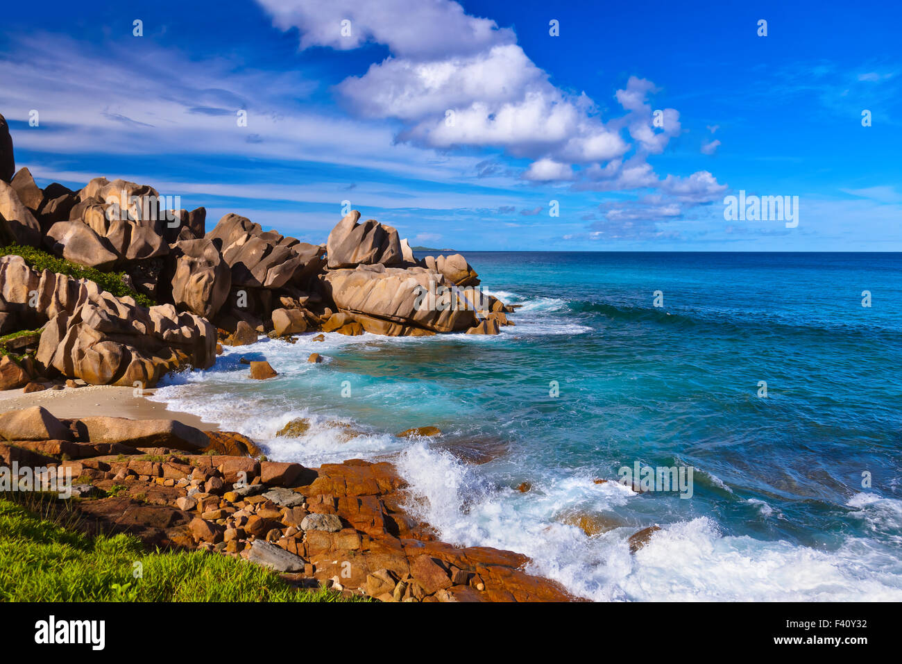 Tropical beach at Seychelles Stock Photo - Alamy
