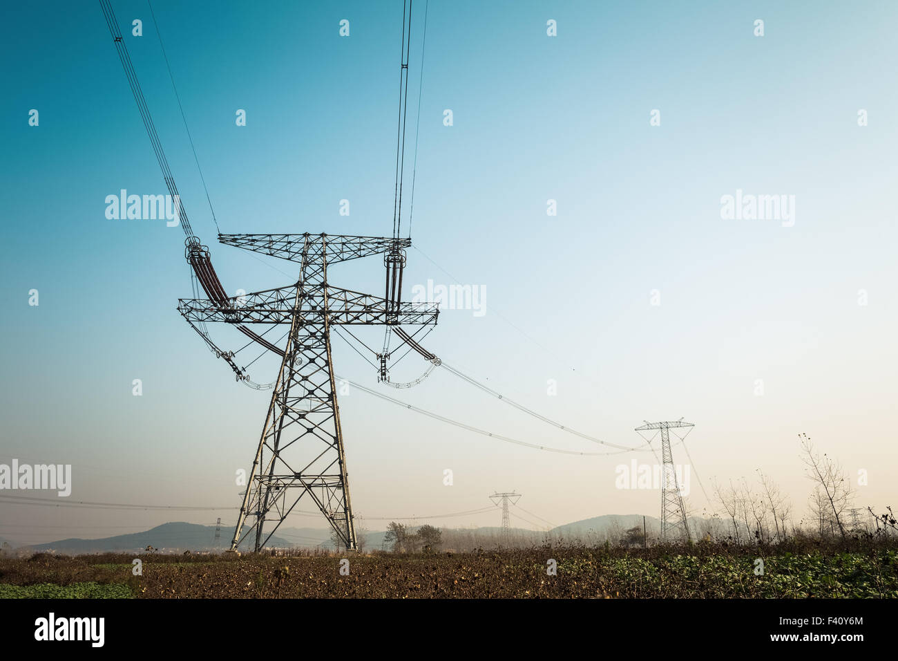 strong high voltage electric tower Stock Photo - Alamy