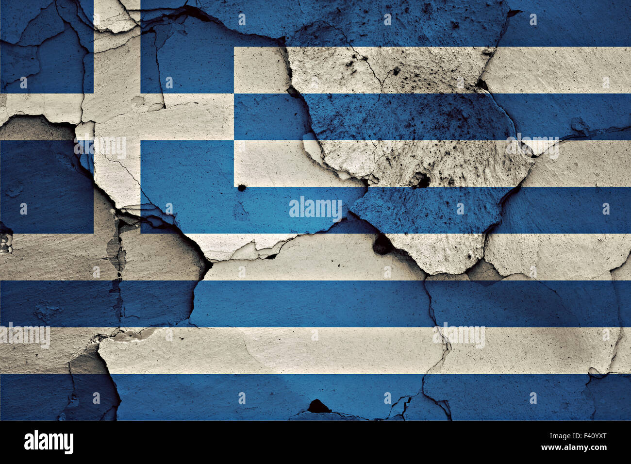 flag of Greece painted on cracked wall Stock Photo - Alamy