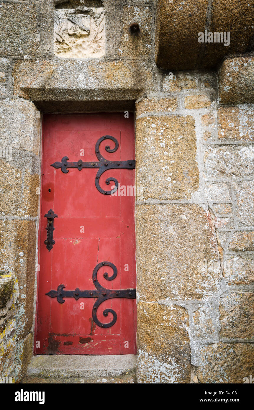 Red door, Mont Saint-Michel, Normandy, France Stock Photo - Alamy