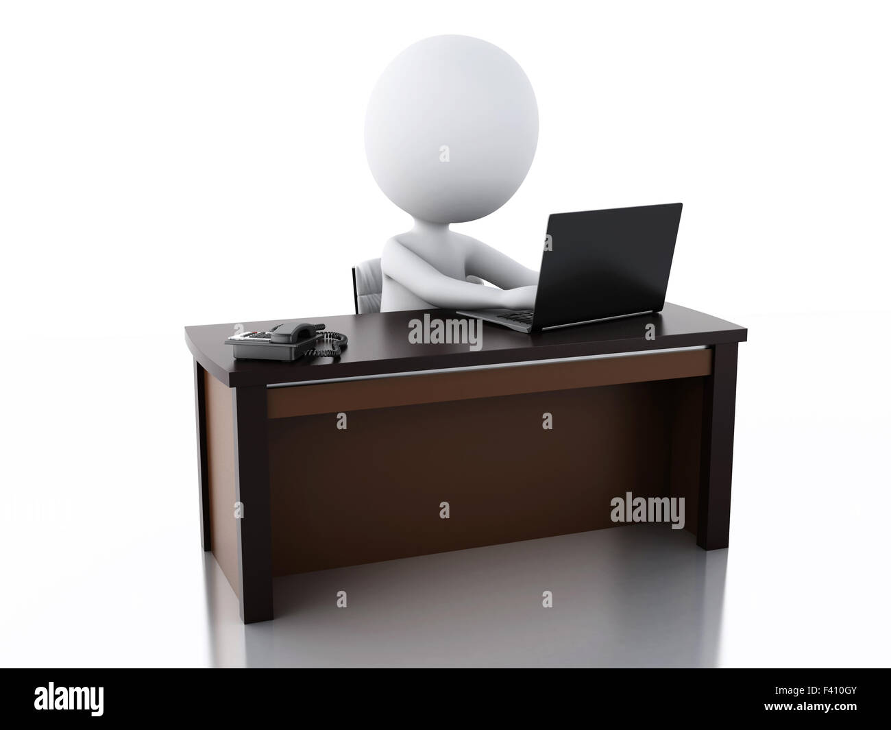 3d white business people working at office Stock Photo - Alamy