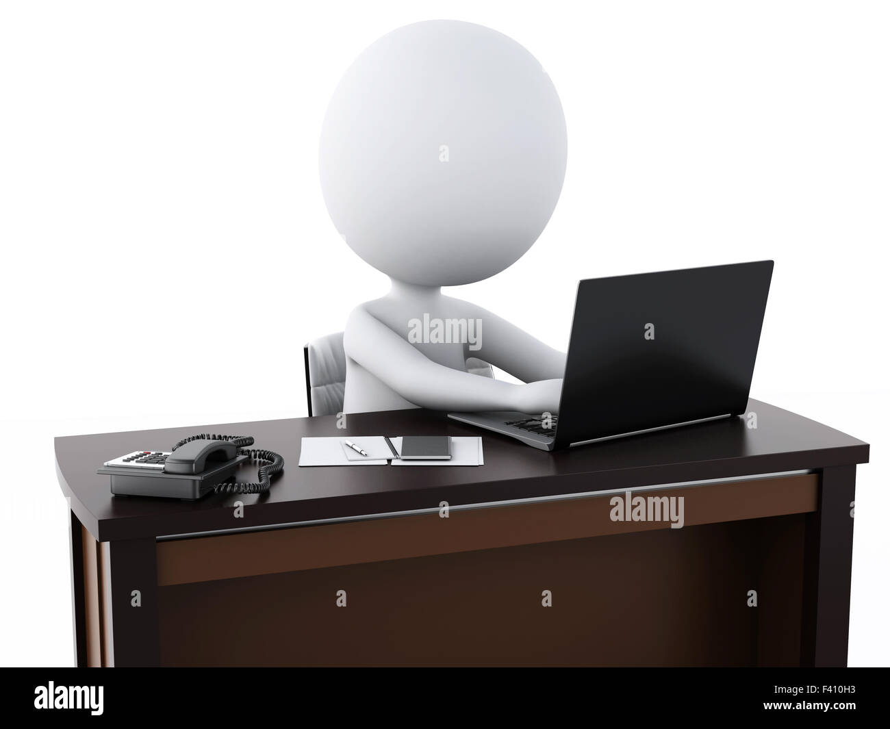 3d white business people working at office Stock Photo - Alamy