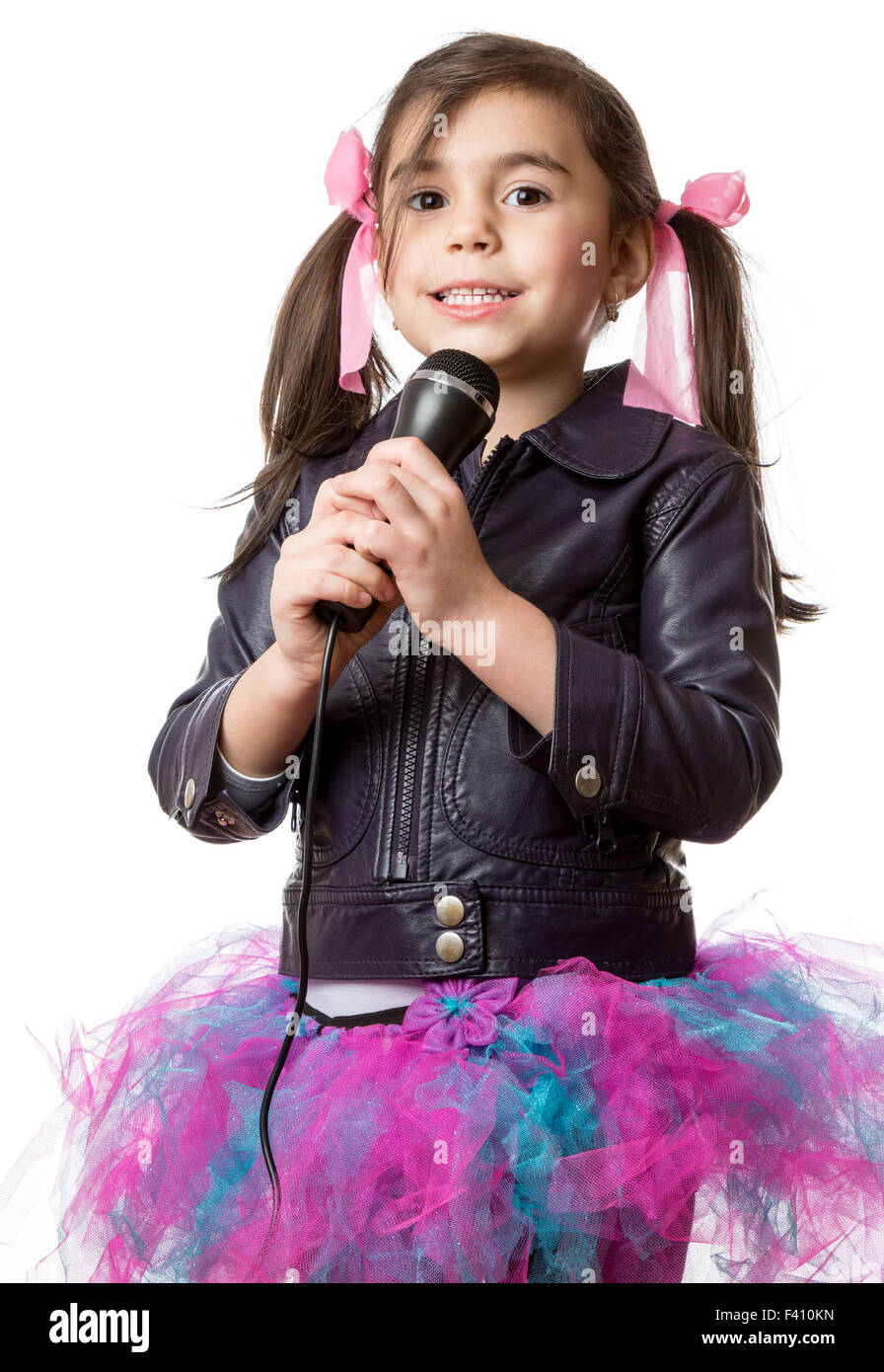 girl with microphone Stock Photo - Alamy
