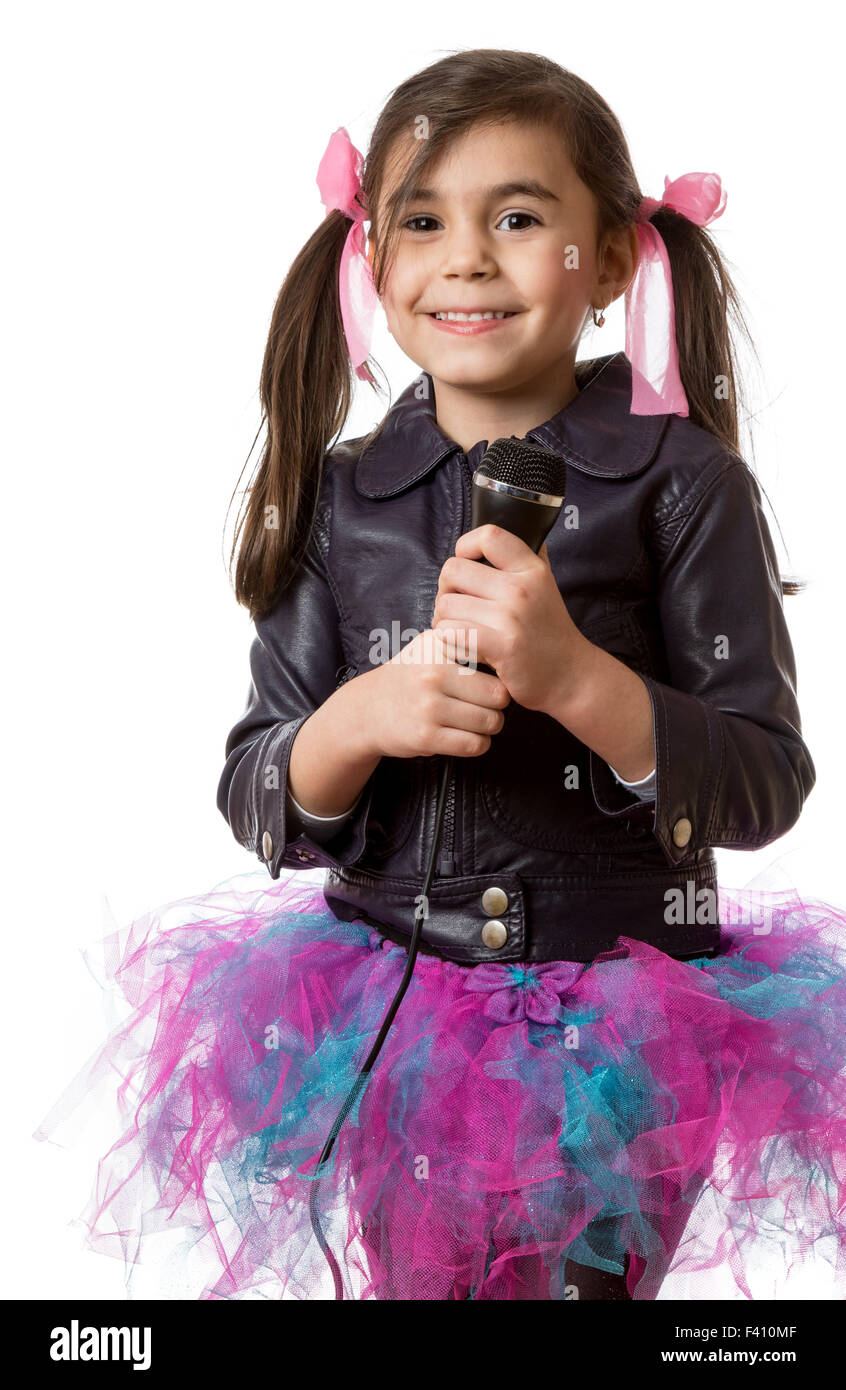 girl with microphone Stock Photo - Alamy