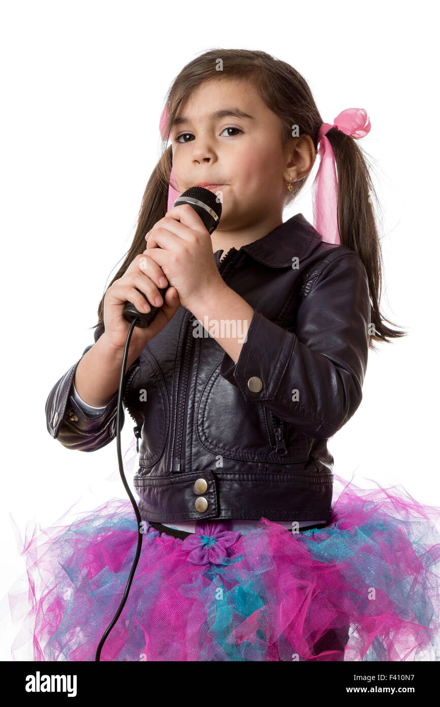 girl with microphone Stock Photo - Alamy