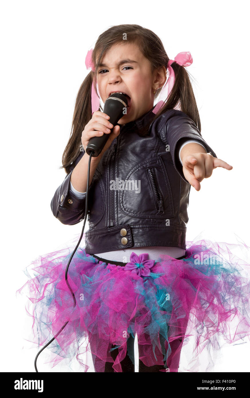 girl with microphone Stock Photo - Alamy