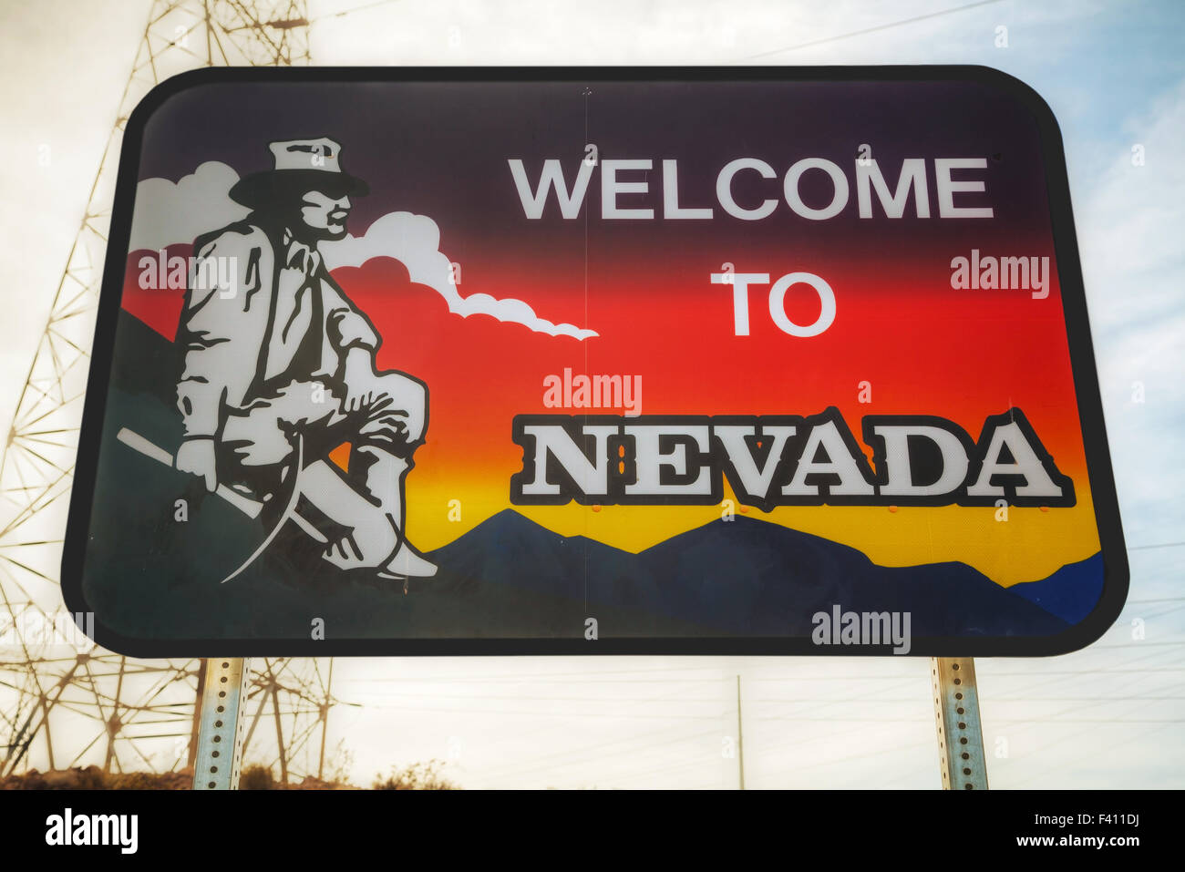 Welcome to Nevada road sign Stock Photo - Alamy