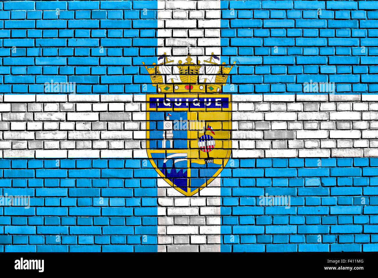 flag of Iquique painted on brick wall Stock Photo - Alamy