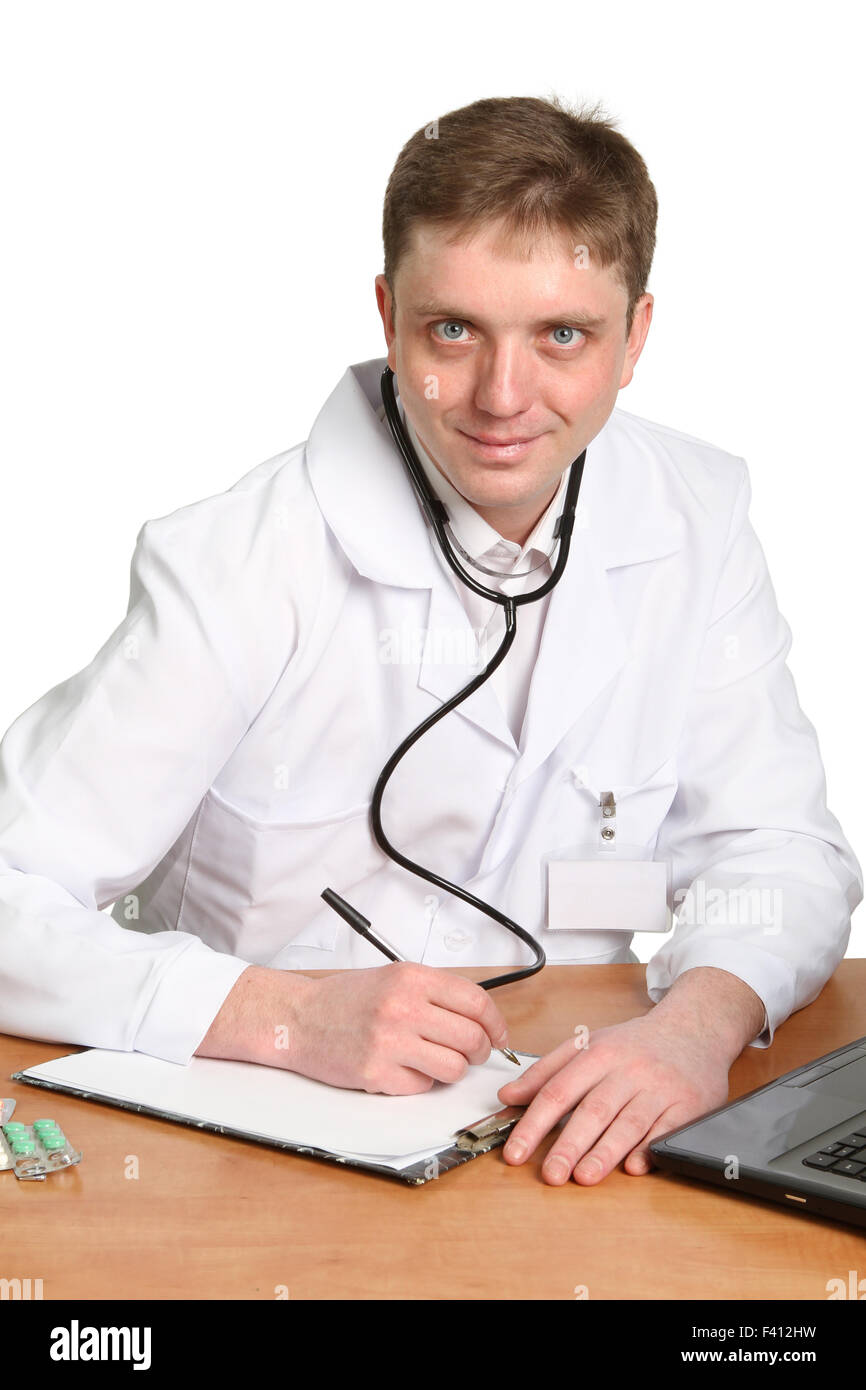 Doctor behind computer hi-res stock photography and images - Alamy