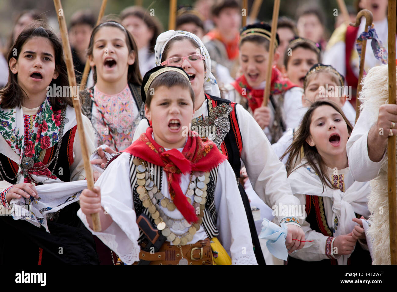 Young Greek vlach wedding dancers team who bawl on their way to the ...