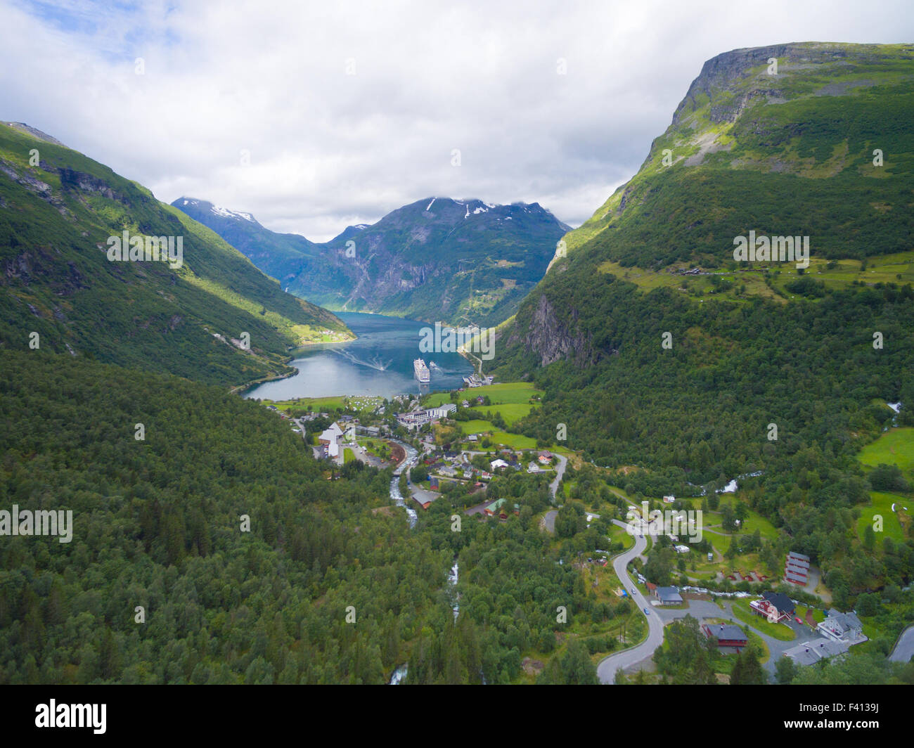 Aerial view geiranger mountains hi-res stock photography and images - Alamy