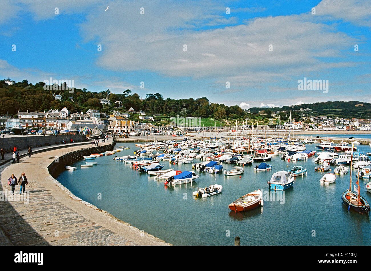 Lyme Regis Harbour and the Cobb, on the Dorset coast, in late summer ...