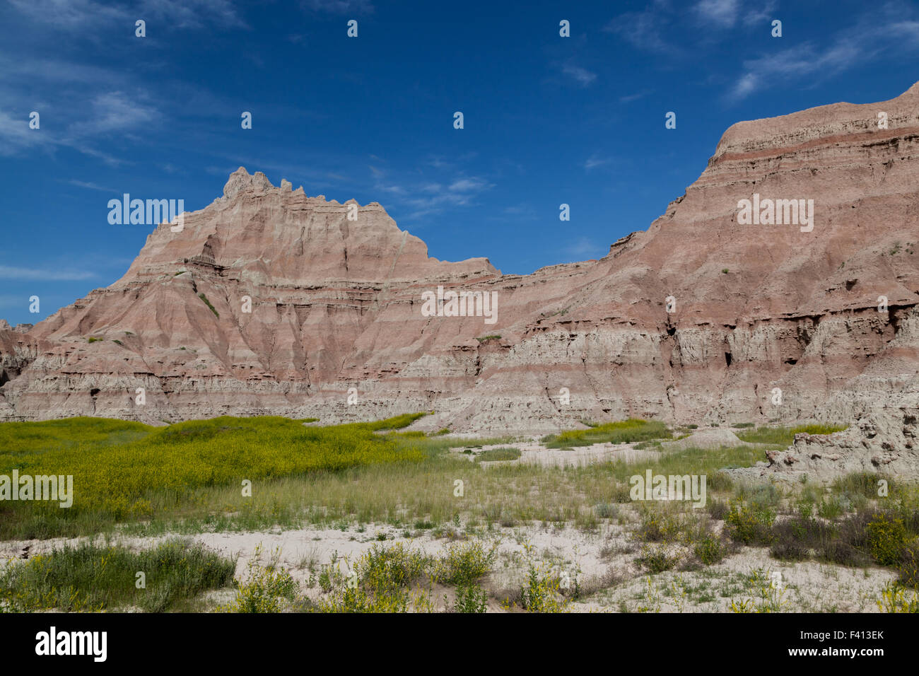 Dramatic mountain formations carved out by erosion showing layers of ...