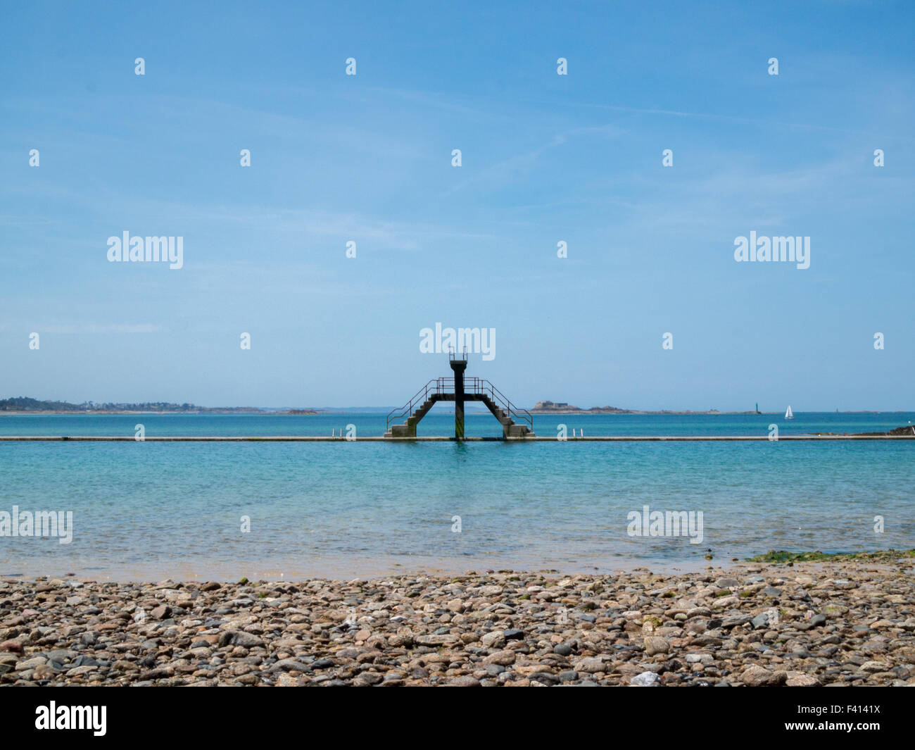 Saint-Malo beach ocean pool in the low tide Stock Photo - Alamy