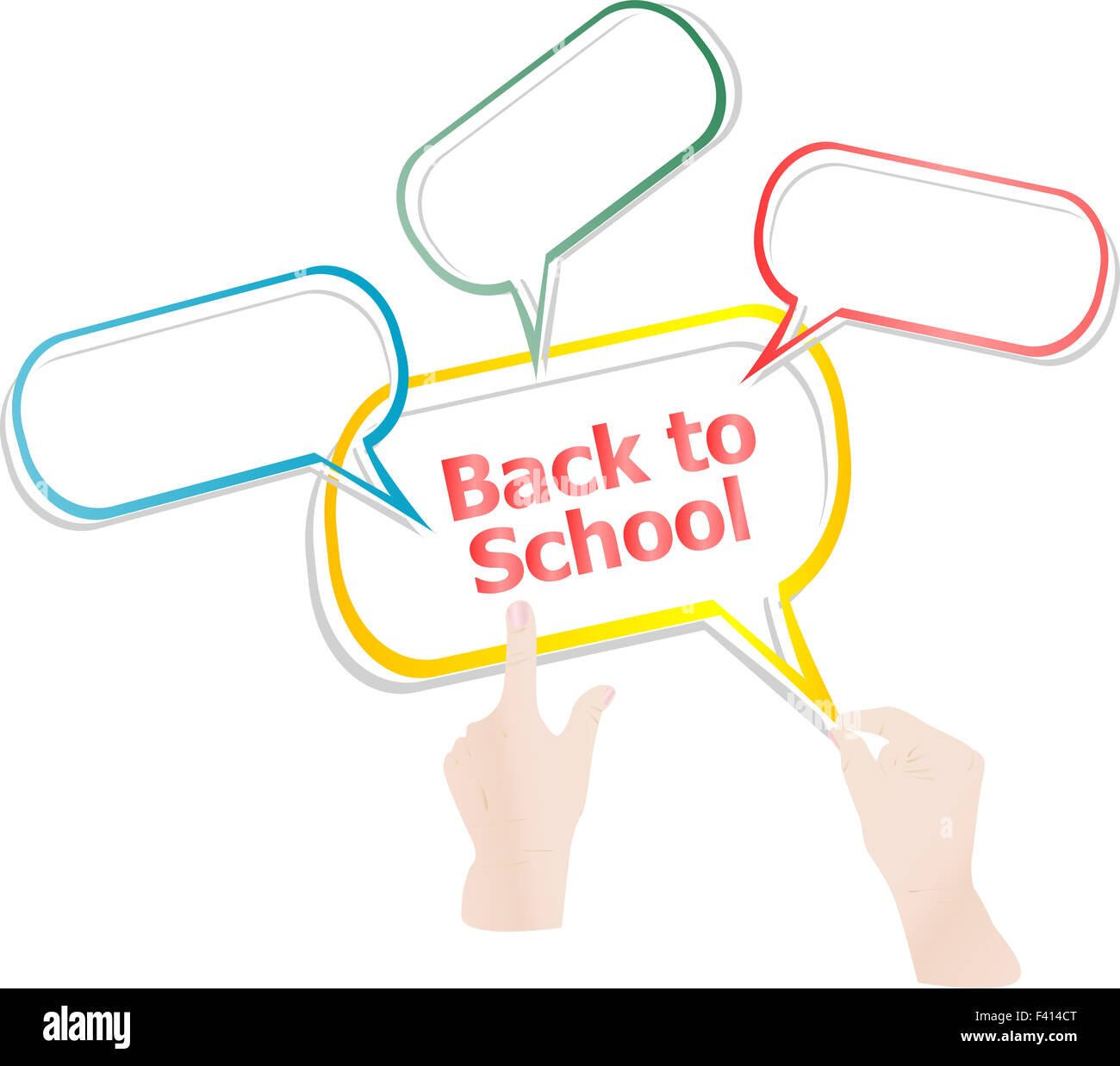 back to school. Design elements, hands and speech bubbles isolated on ...
