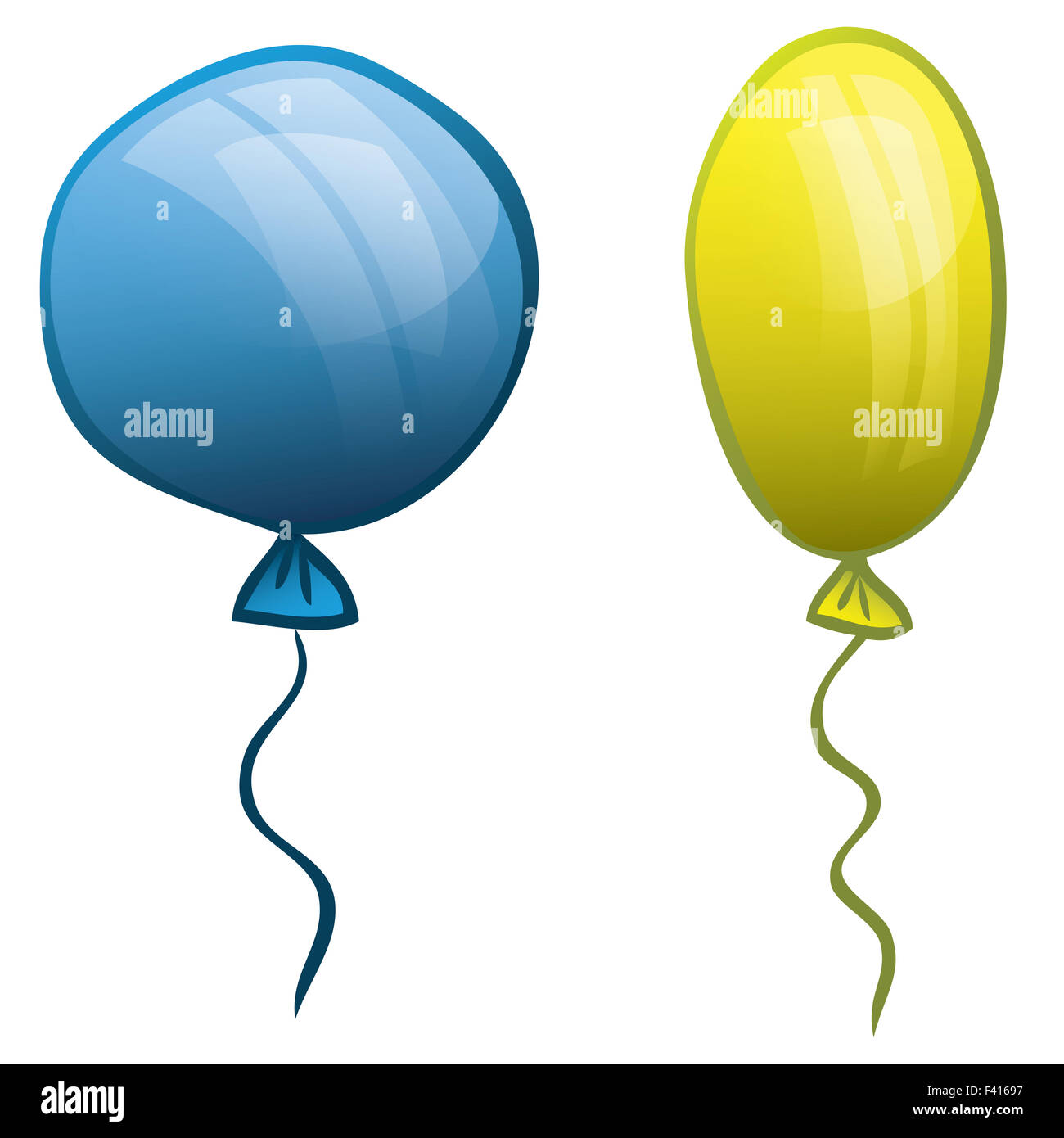 Two balloons. Blue and yellow. Vector Stock Photo - Alamy