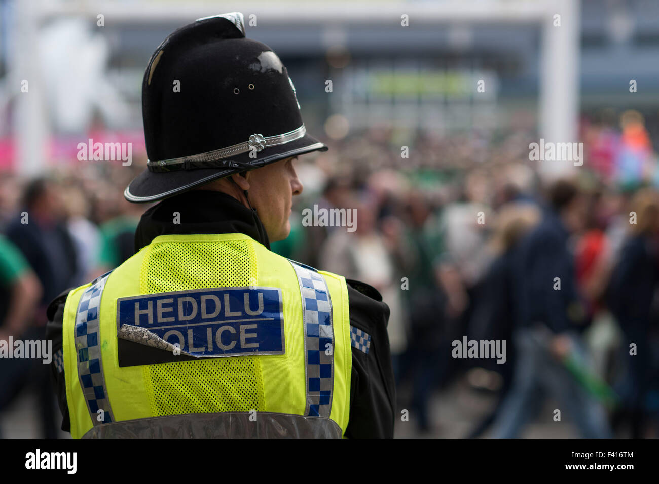 A Welsh police officer looks on at an event. The police force in Wales ...