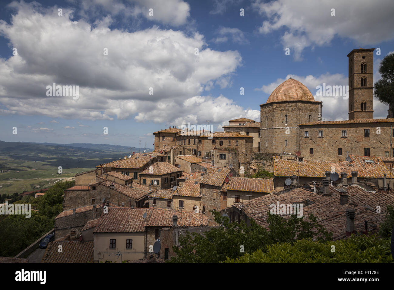 Volterra, Cathedral and tower, Tuscany, Italy Stock Photo - Alamy
