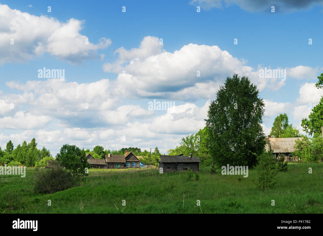 Village spring landscape Stock Photo - Alamy