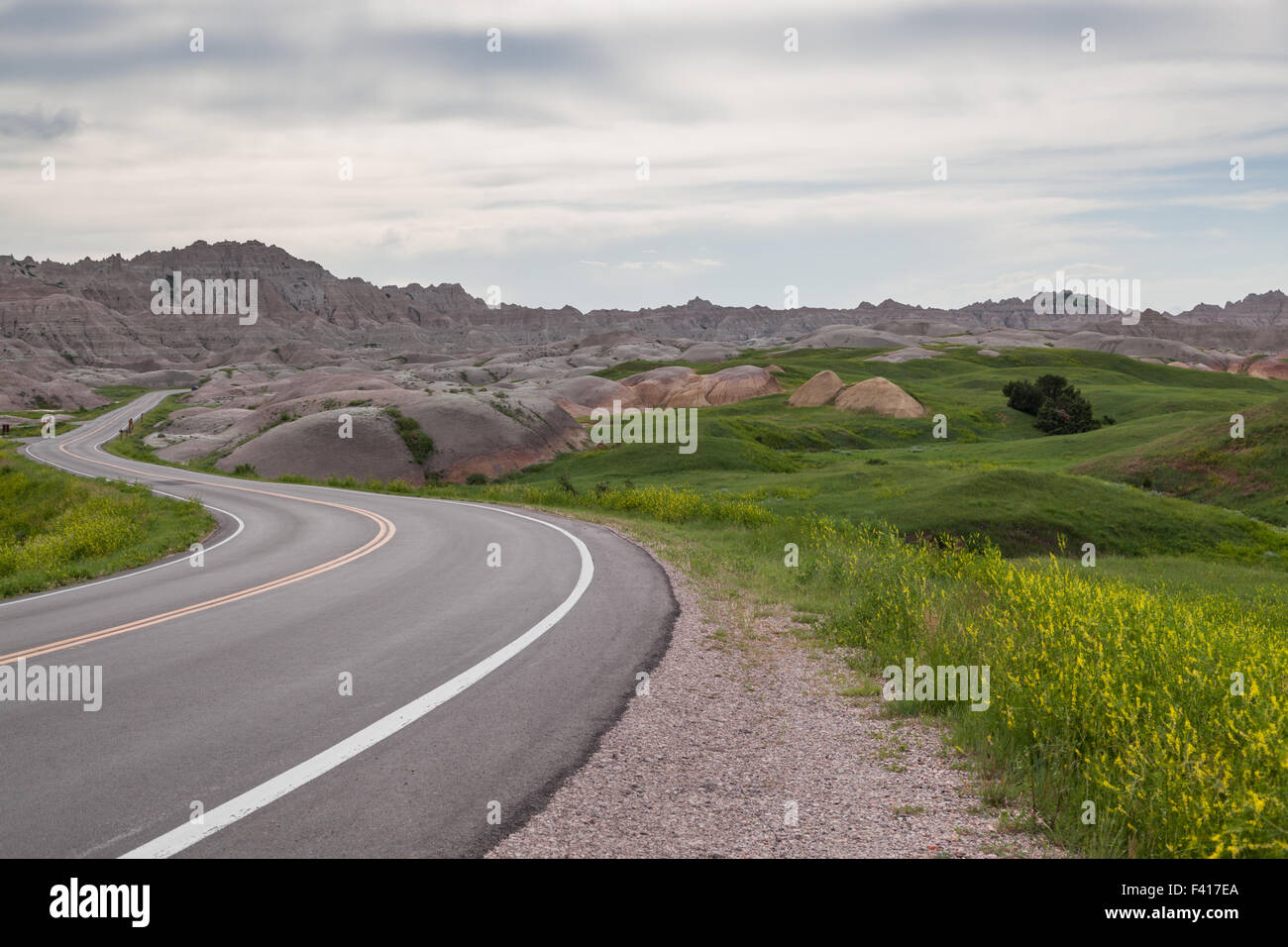 The fairy tale landscape of Badlands National Park after spring rains ...