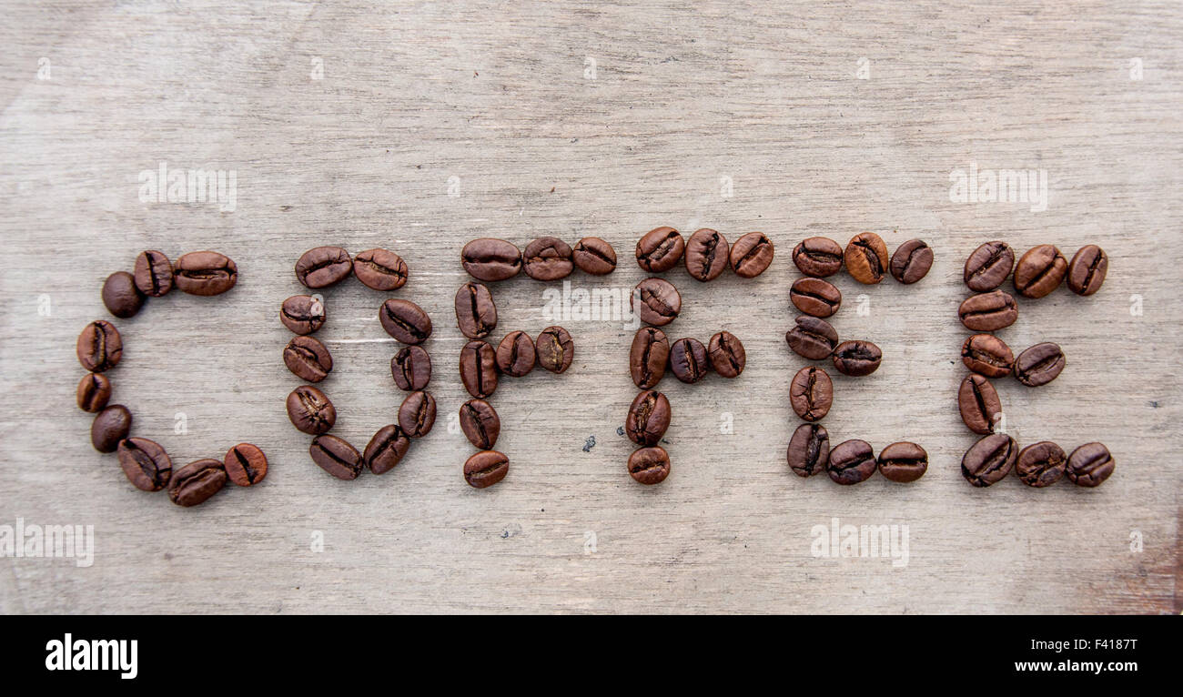 Coffee written with roasted coffee beans Stock Photo - Alamy