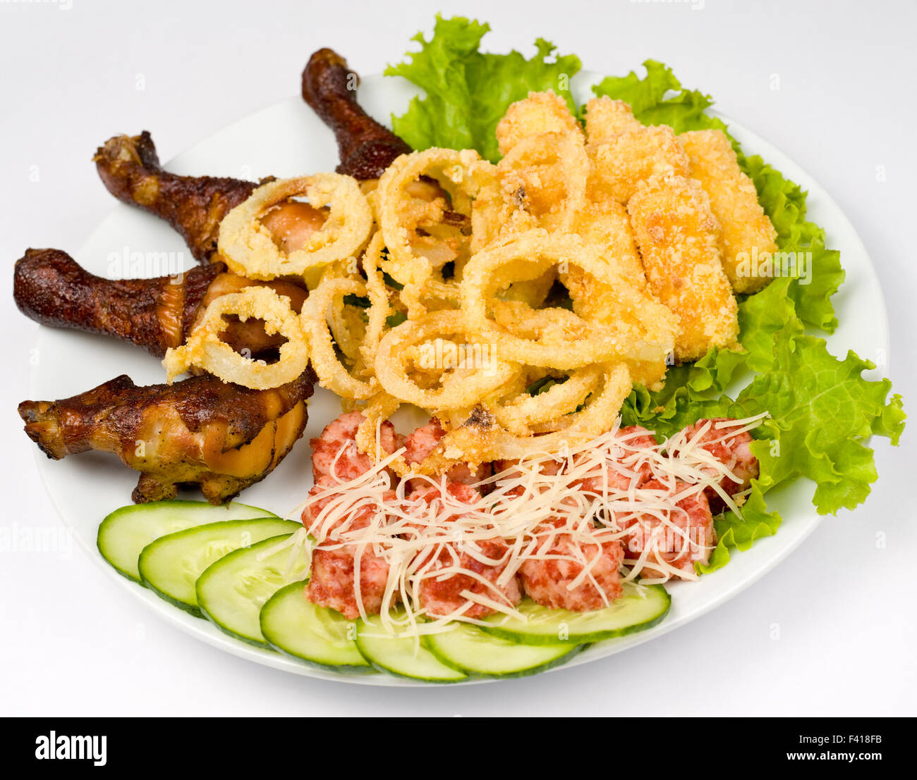 assorted snack - fried chicken and squid Stock Photo - Alamy