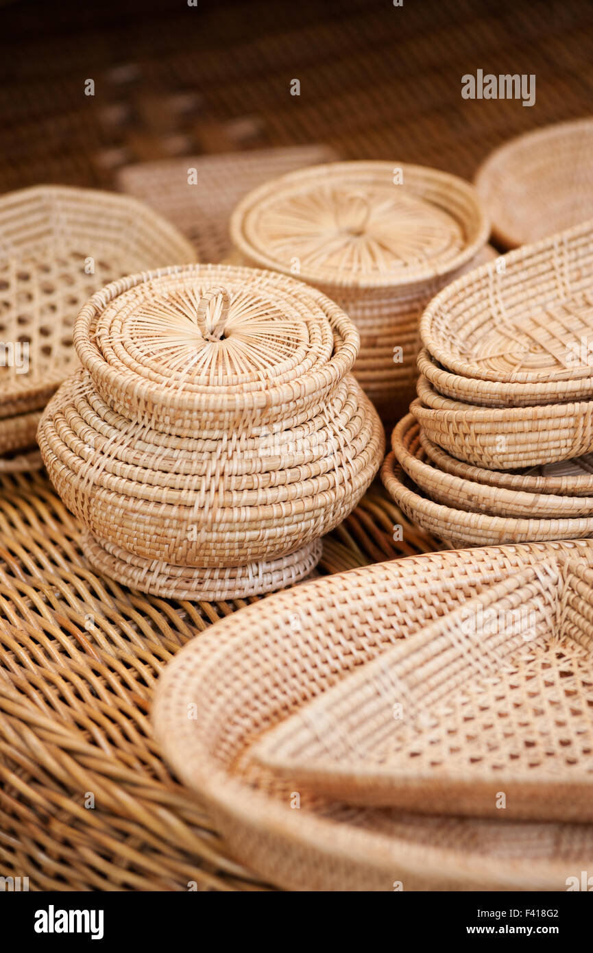 handmade woven dishes Stock Photo - Alamy