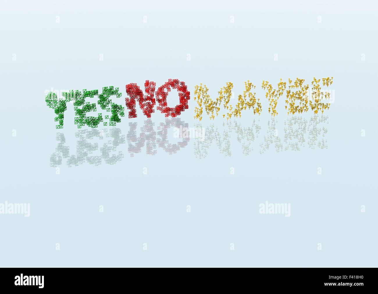 Three Dimensional word yes, no and maybe Stock Photo - Alamy