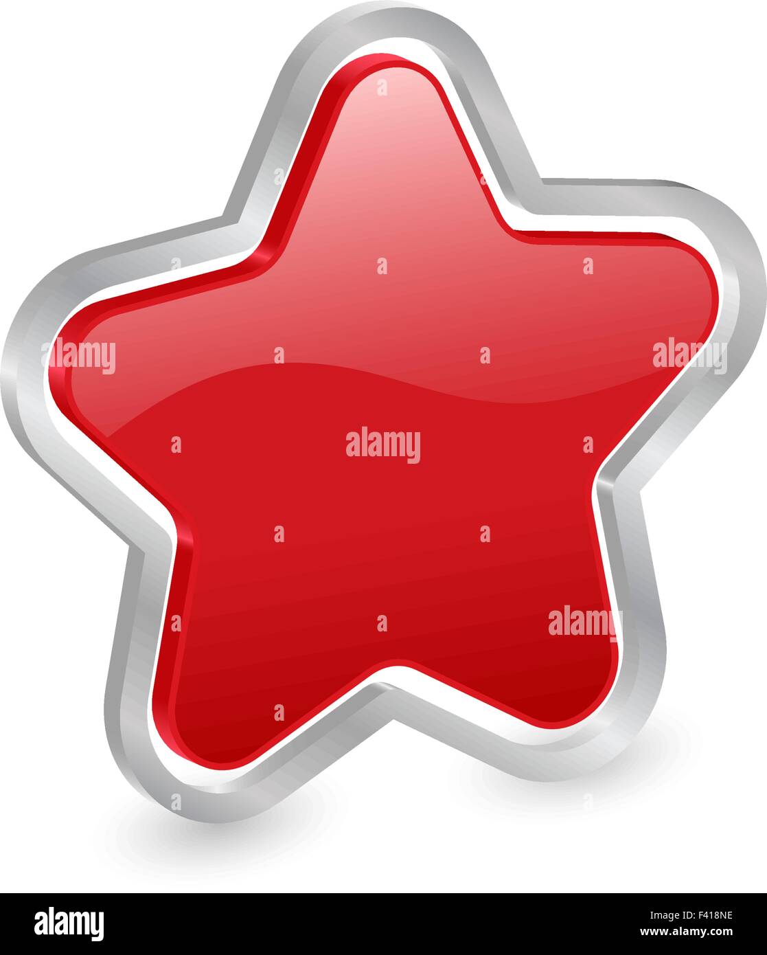Red star icon with metal contour, isolated on a white background ...