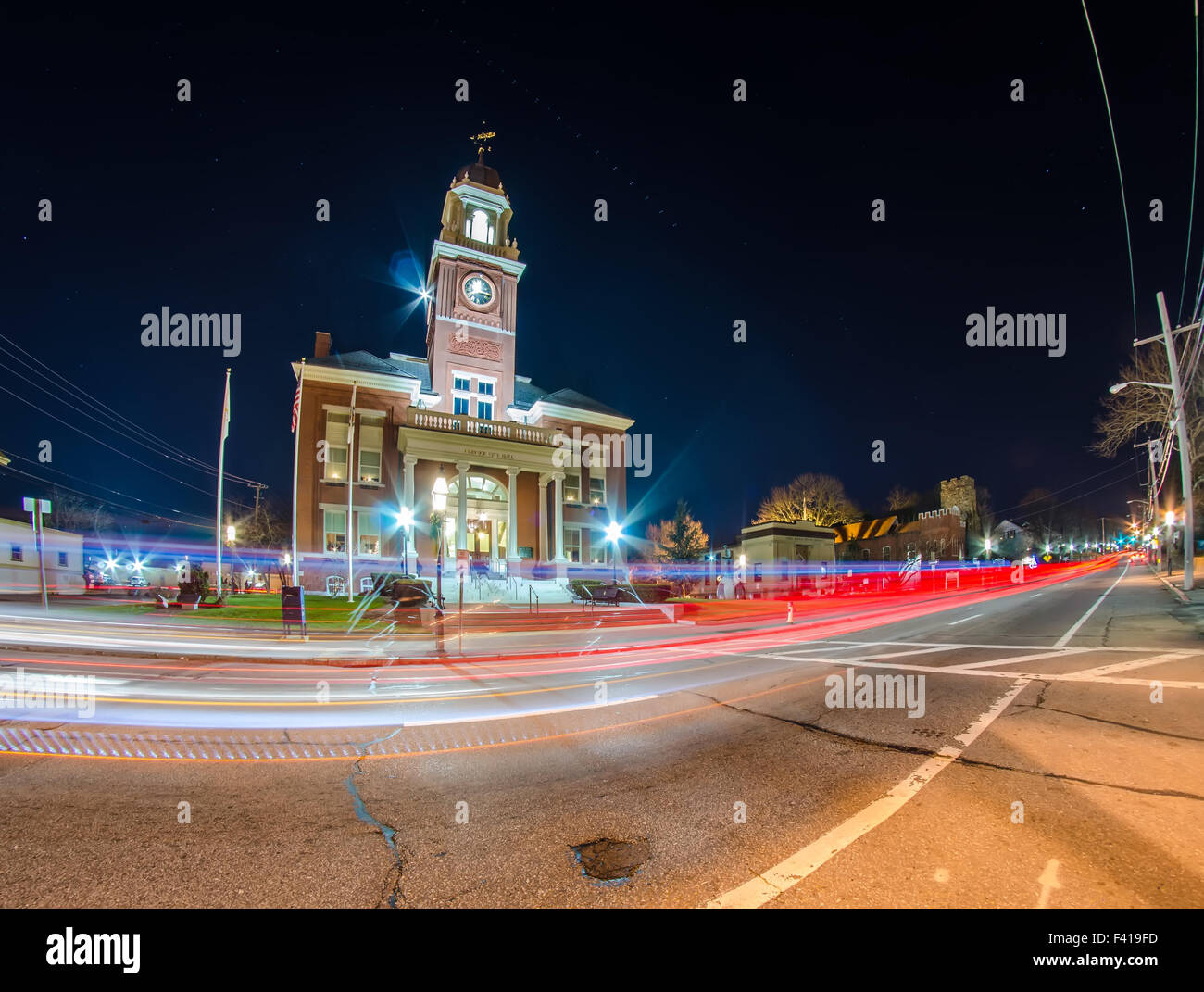city of warwick city hall at night Stock Photo - Alamy