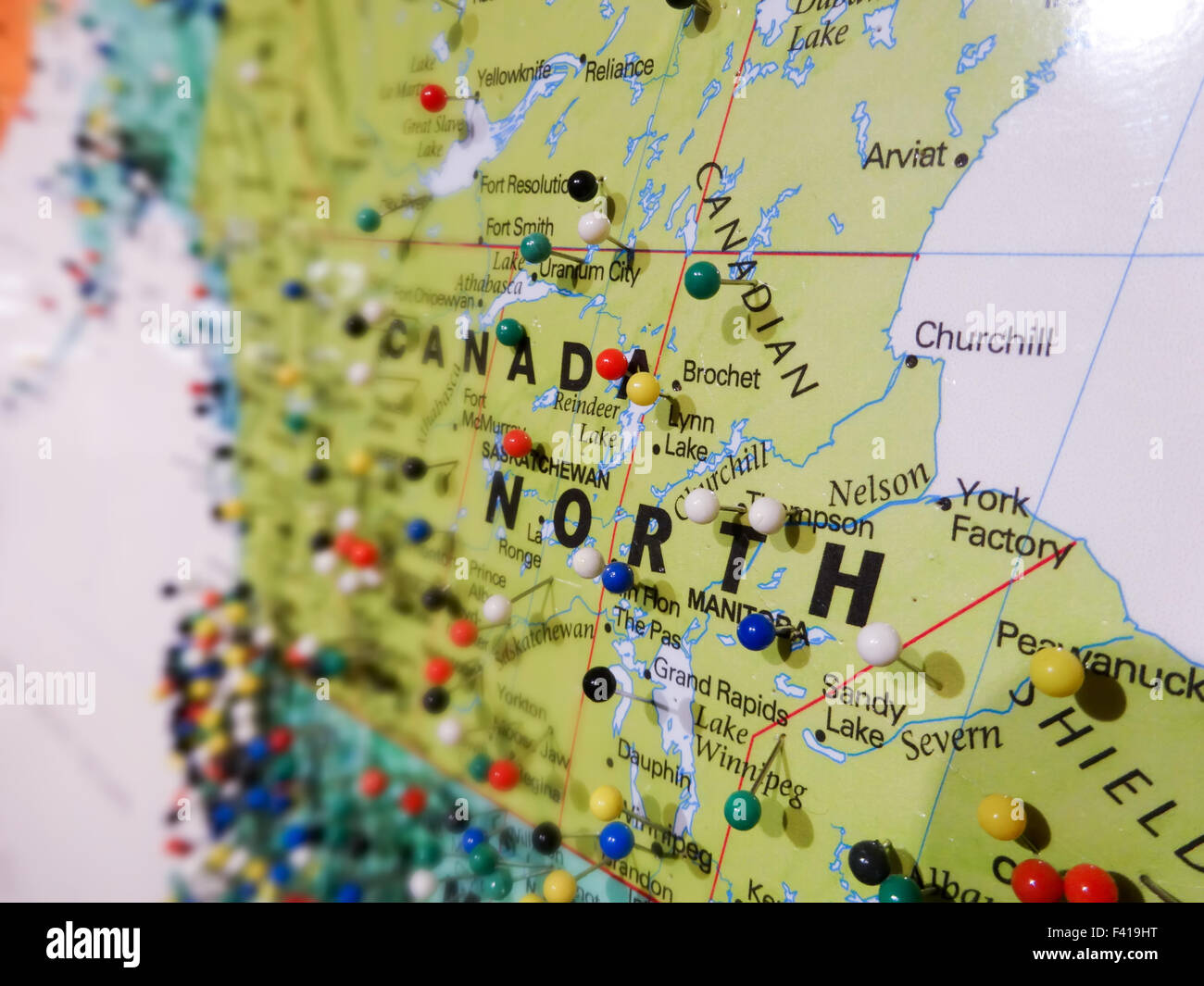 bunch of pins on a map Stock Photo - Alamy
