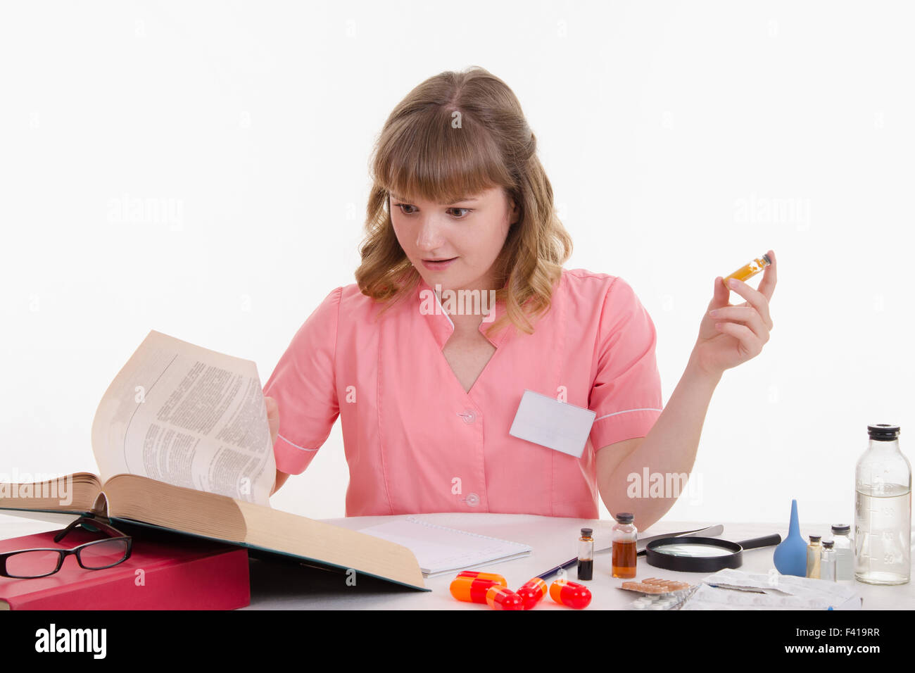 Pharmacist shocked by composition of powder Stock Photo - Alamy