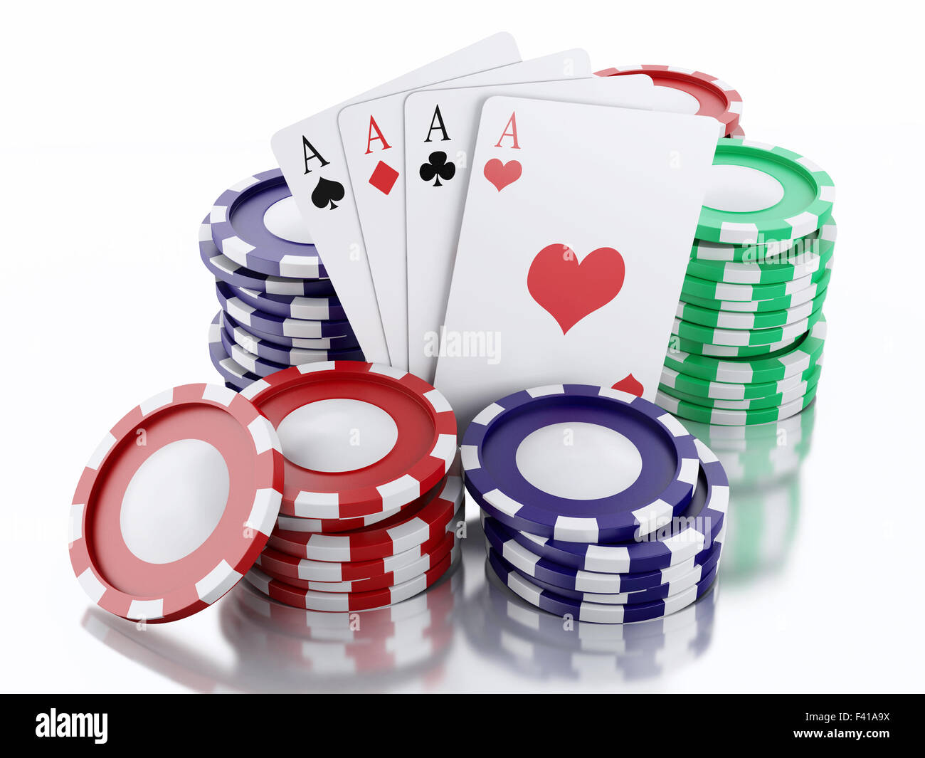 3d casino tokens and playing cards Stock Photo - Alamy