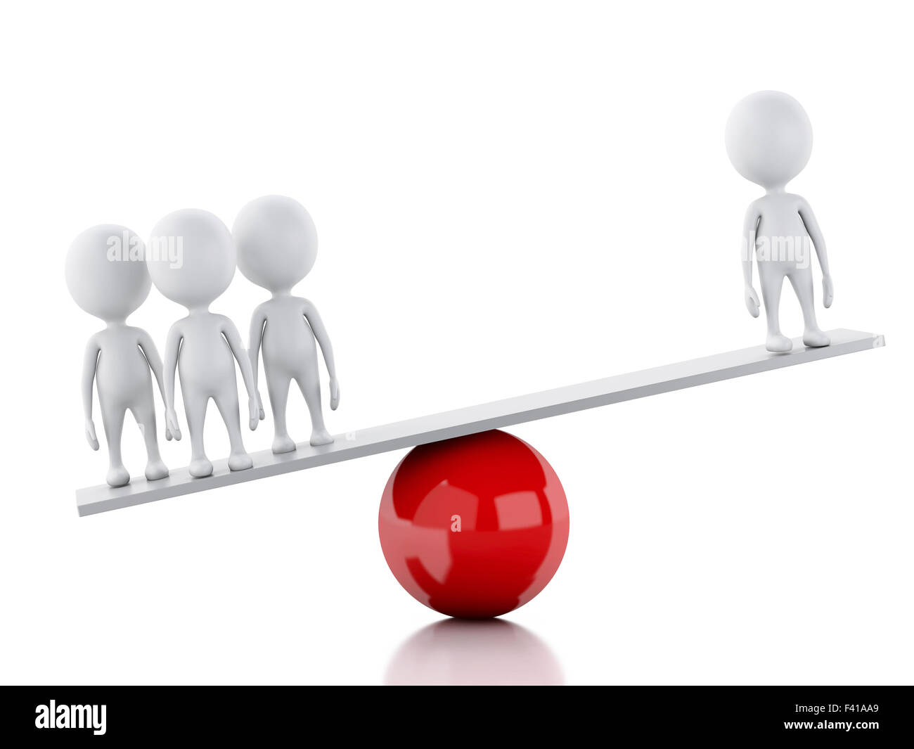 3d white people on a balance. Team concept Stock Photo - Alamy