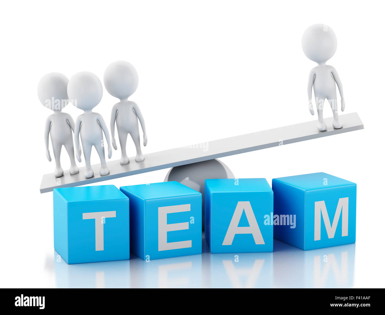 3d white people on a balance. Team concept Stock Photo - Alamy