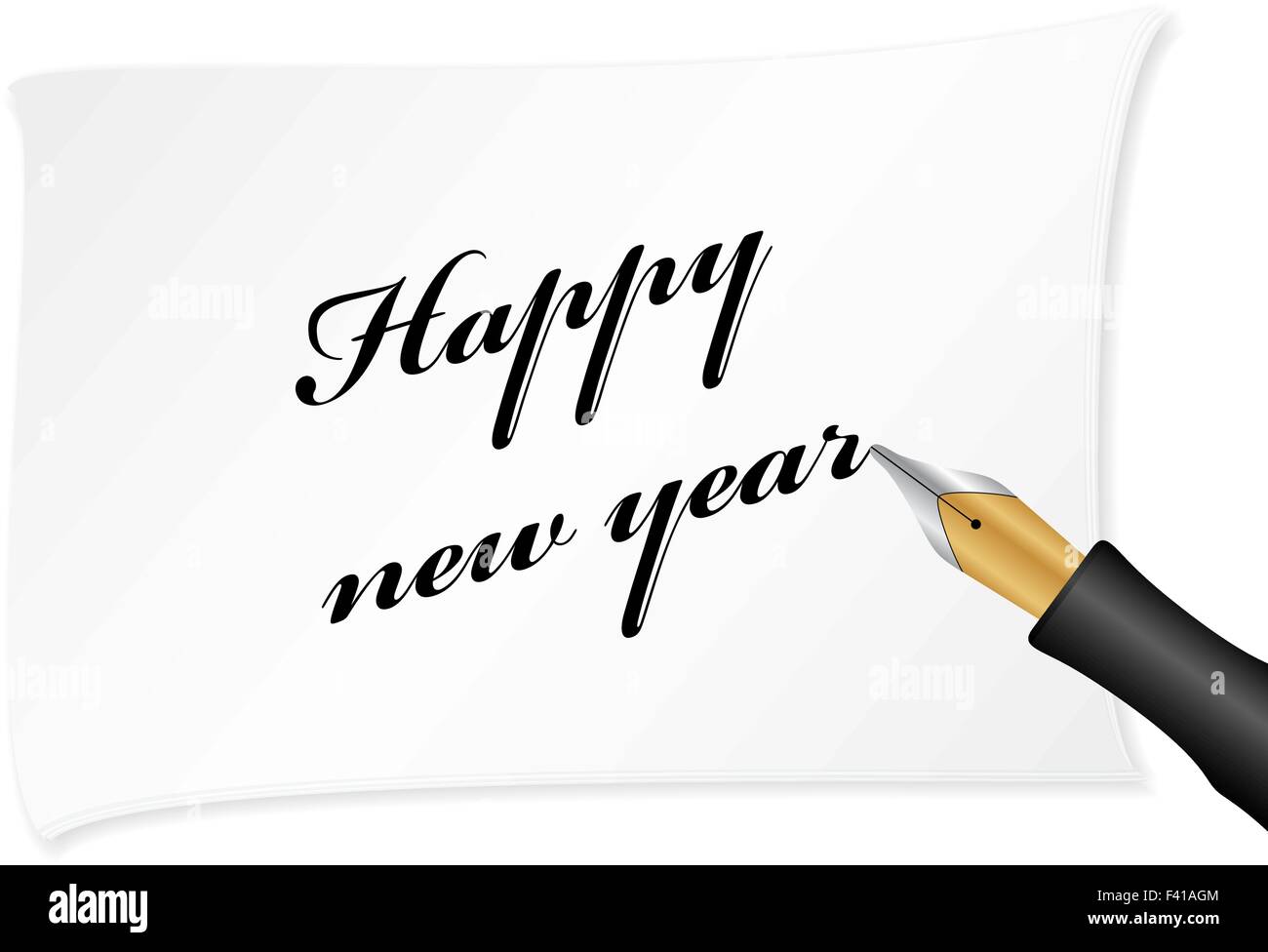 White note with text (happy new year). Vector illustration Stock Vector ...
