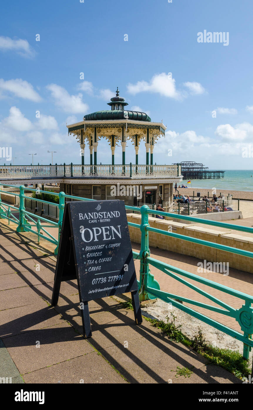 The Bandstand and cafe on the Brighton and Hove seafront in summer ...