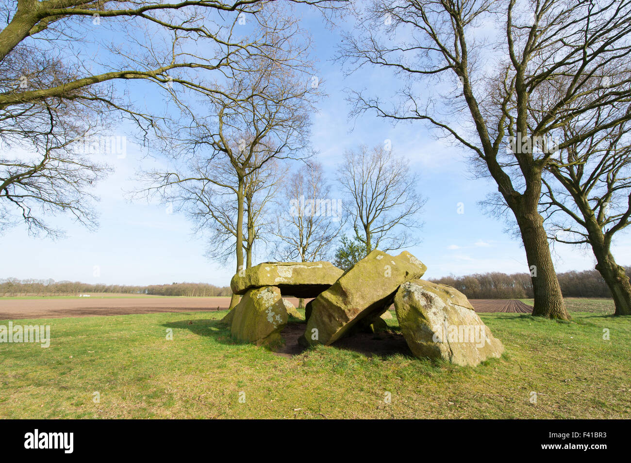 Typical old Dutch grave a hunebed Stock Photo - Alamy
