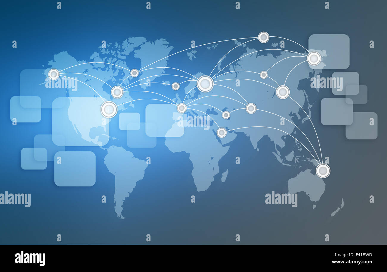 Map world dots lines hi-res stock photography and images - Alamy
