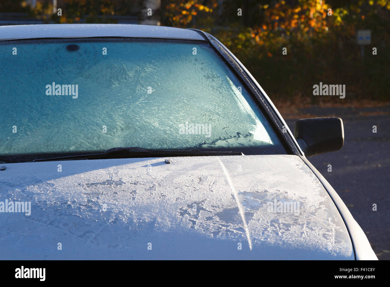 Frost on a car Stock Photo - Alamy