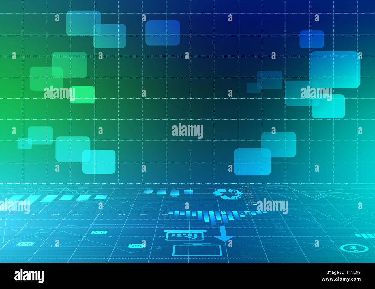 Abstract illustration of the room with charts and boxes Stock Photo - Alamy