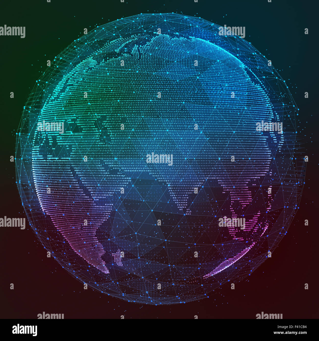 Abstract illustration network data connection in the Earth map Stock ...