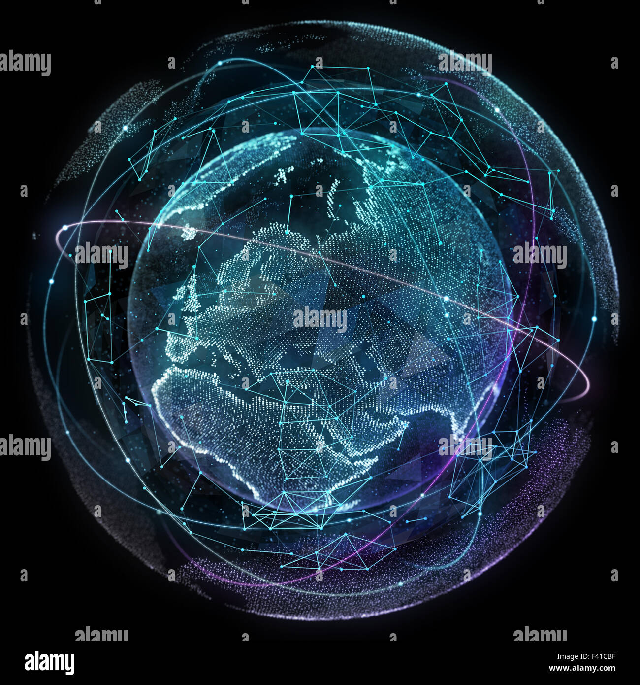 Abstract map of the global telecommunications network Stock Photo - Alamy