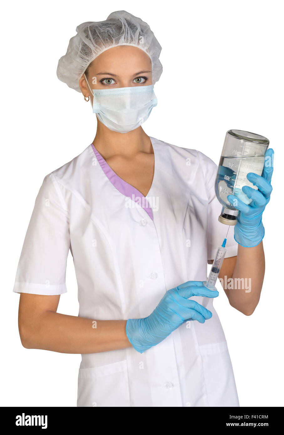 Female doctor picking up the syringe injection Stock Photo - Alamy