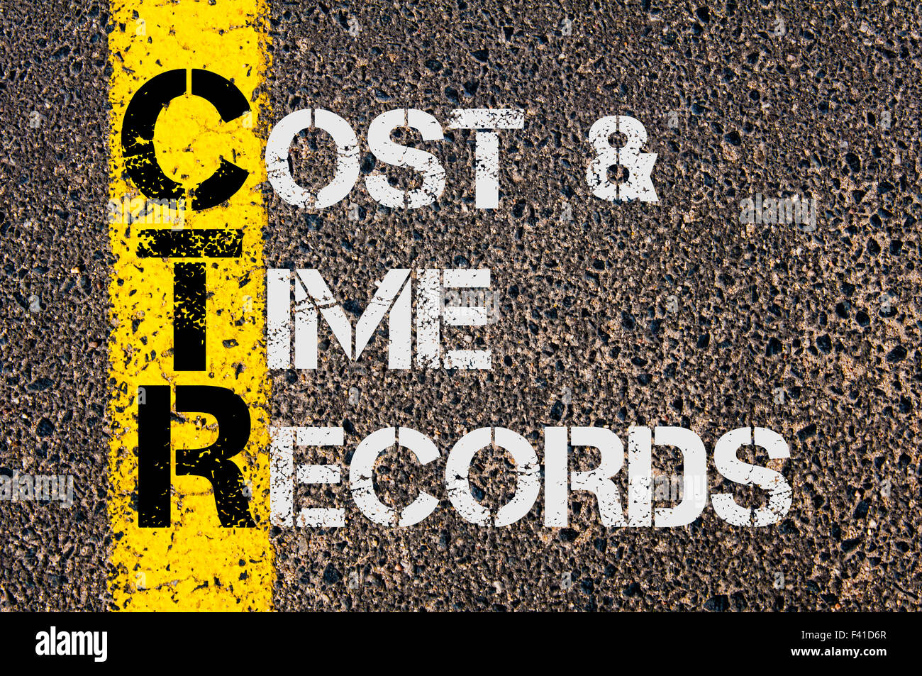 Concept image of Business Acronym CTR as COST and TIME RECORDS written ...