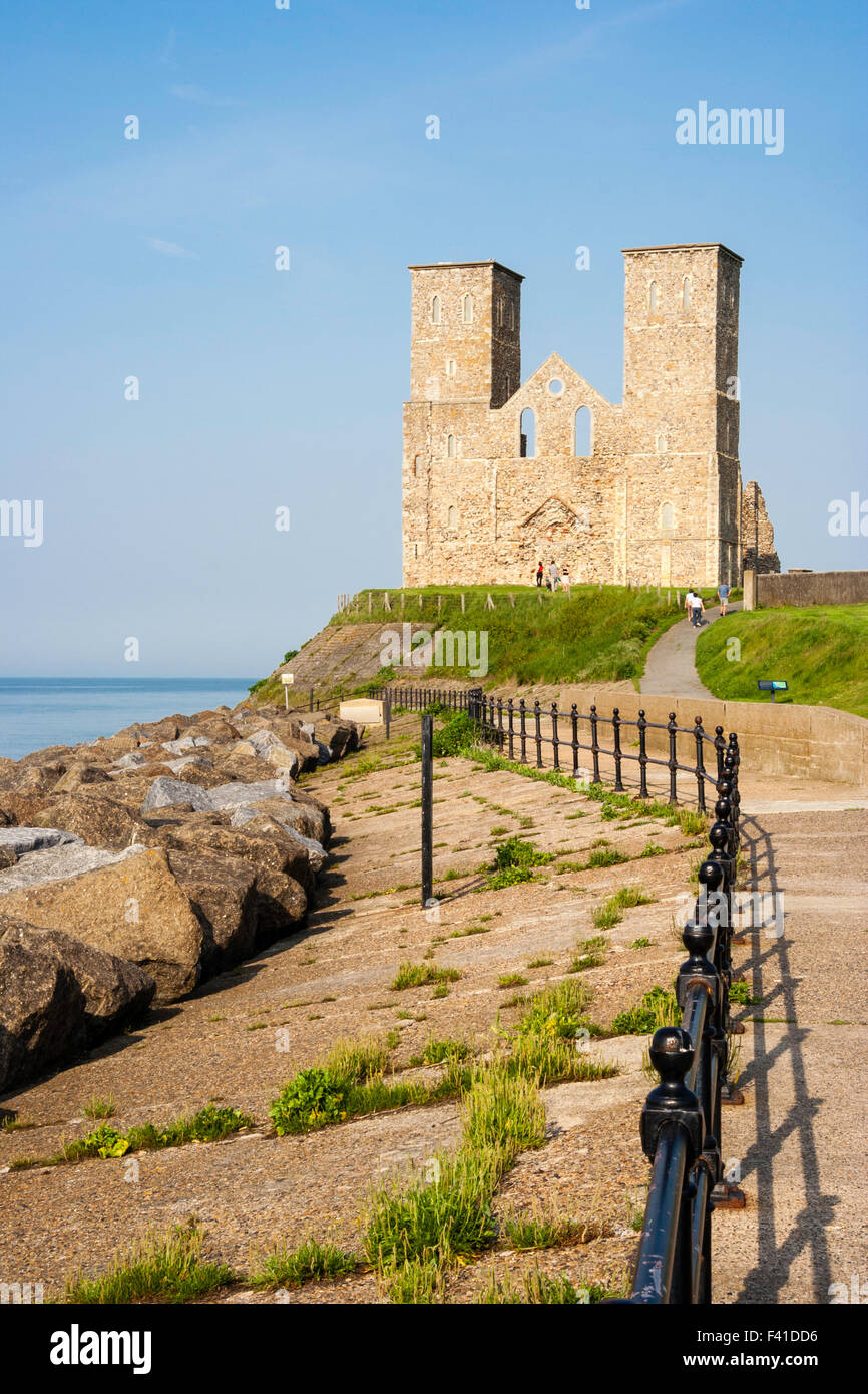 Seafront promenade leading to the five-stage twin tower ruins of St ...
