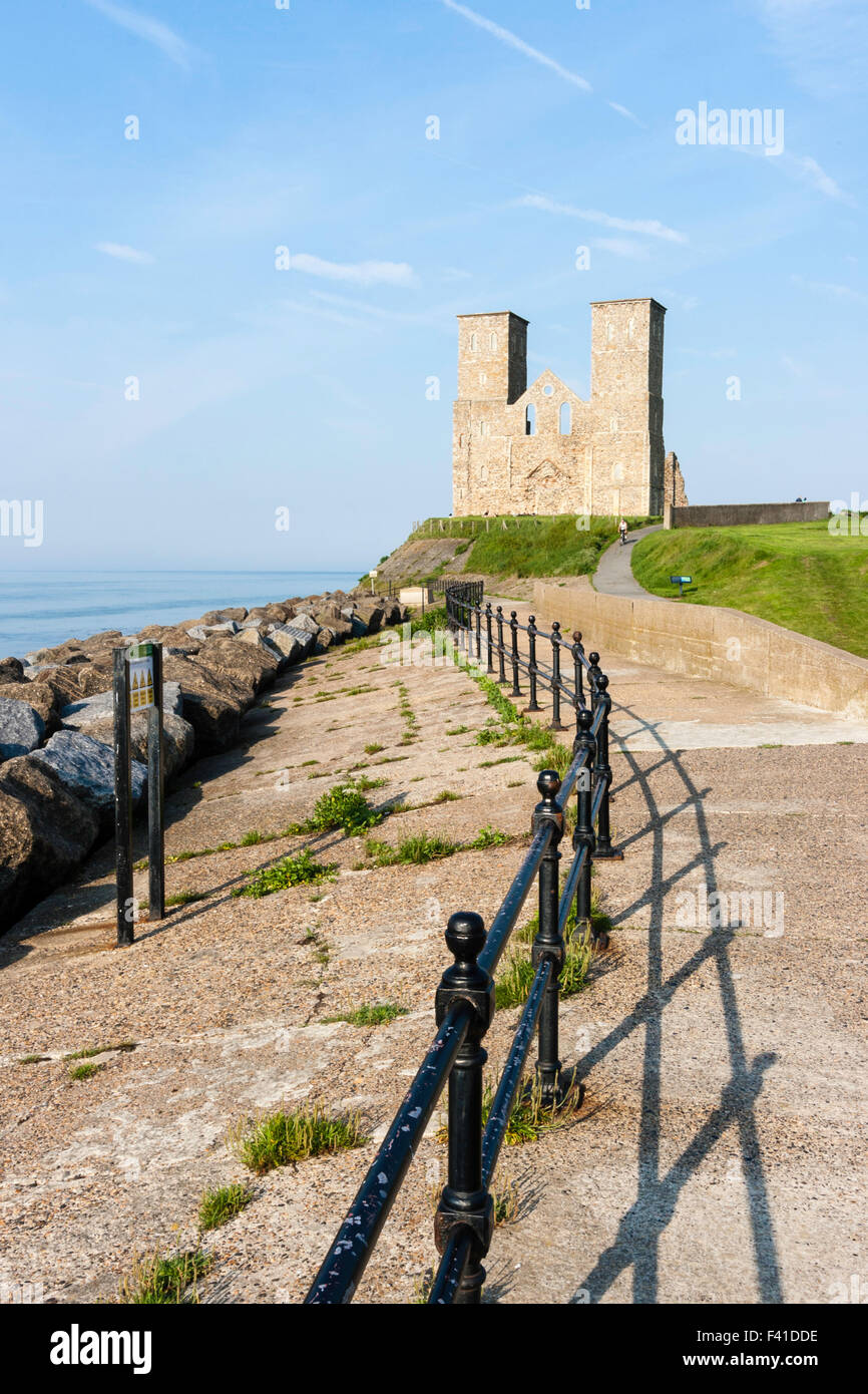 Seafront promenade leading to the five-stage twin tower ruins of St ...