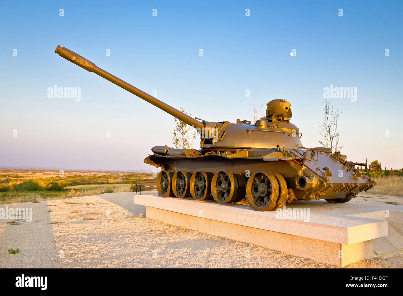Military tank outdoor installation view Stock Photo - Alamy